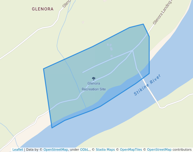 Glenora Recreation Site in Telegraph Creek | Map and Routes