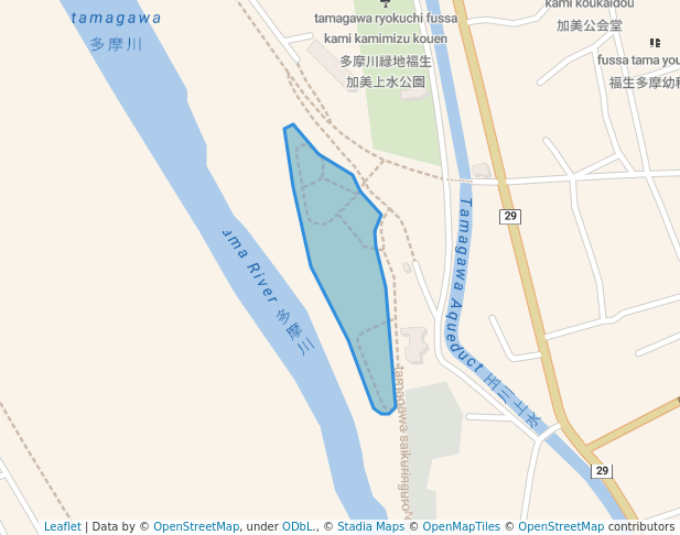 多摩川緑地 福生かに坂公園 in Fussa | Map and Routes