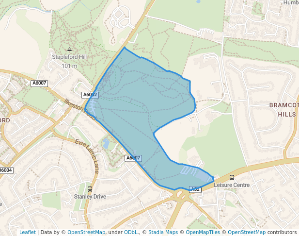 Bramcote Hills Park in Bramcote | Map and Routes