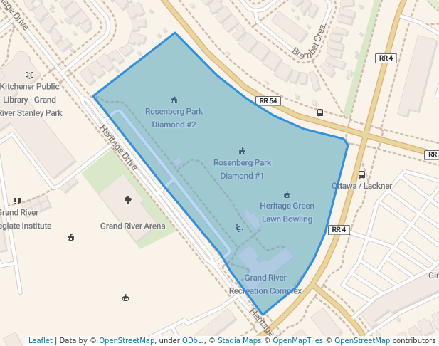 Rosenberg Park in Kitchener | Map and Routes