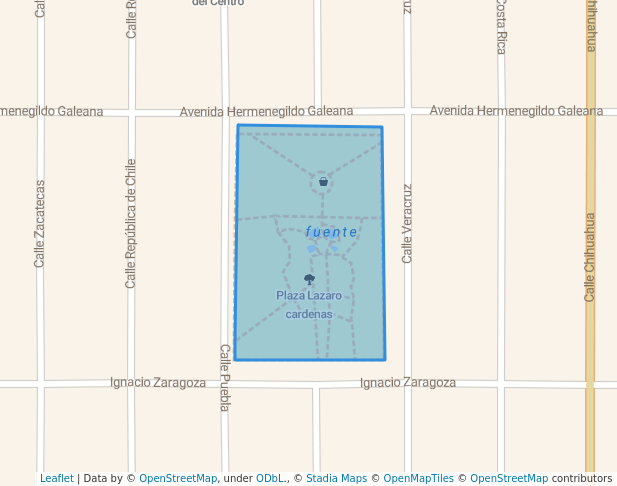 Plaza Lazaro cardenas in Ciudad Obregón | Map and Routes