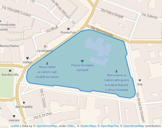 Piazza Giuseppe Garibaldi in Acquaviva delle Fonti | Map and Routes