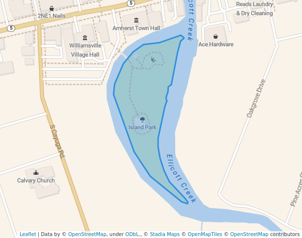 Island Park in Williamsville | Map and Routes