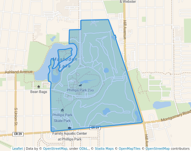 Phillips Park in Aurora | Map and Routes