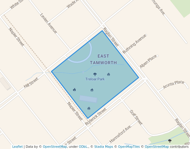 Treloar Park in East Tamworth | Map and Routes