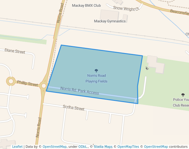 Norris Road Playing Fields in North Mackay | Map and Routes