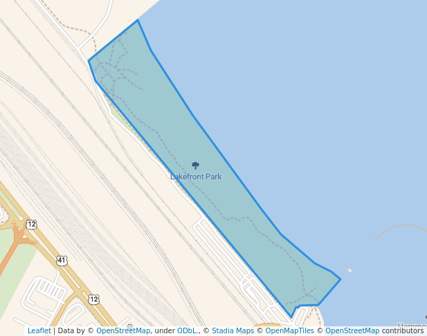 Lakefront Park in Hammond | Map and Routes