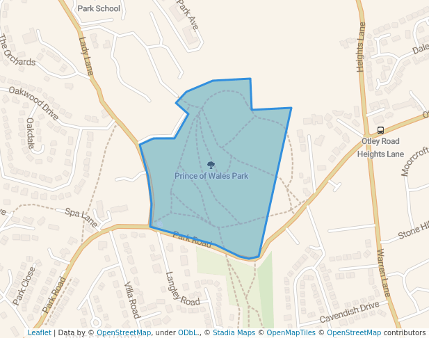 Prince of Wales Park in Bingley | Map and Routes