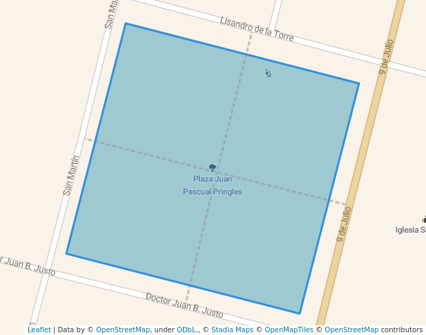 Plaza Juan Pascual Pringles in Villa Mercedes | Map and Routes