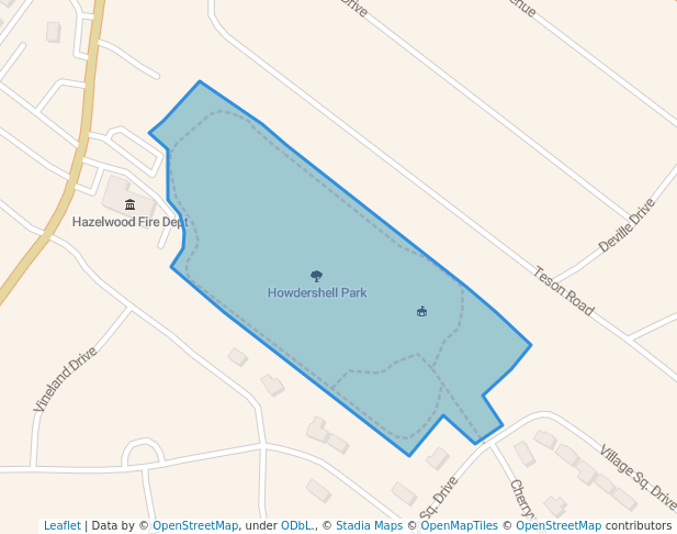 Howdershell Park in Hazelwood | Map and Routes