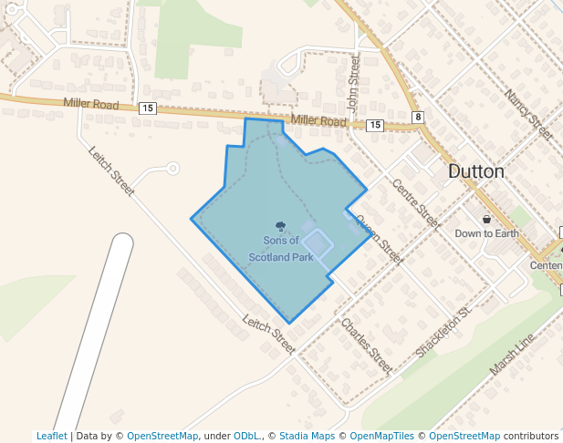 Sons of Scotland Park in Dutton | Map and Routes