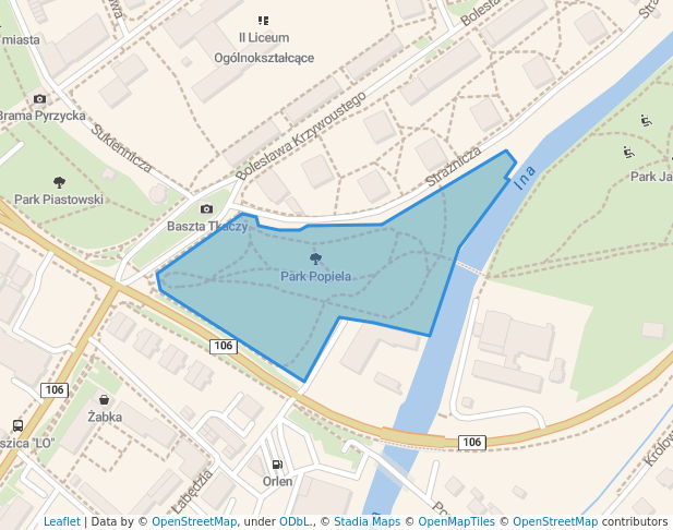 Park Popiela in Stargard | Map and Routes