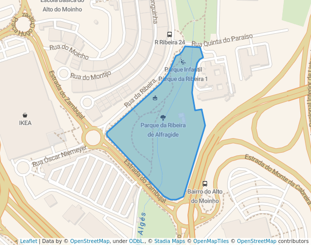 Parque da Ribeira de Alfragide in Buraca | Map and Routes