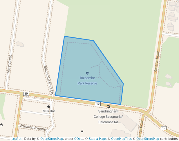 Balcombe Park Reserve in Beaumaris | Map and Routes