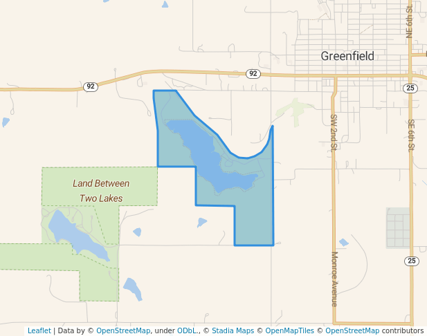 Lake Greenfield Recreation Area in Greenfield | Map and Routes