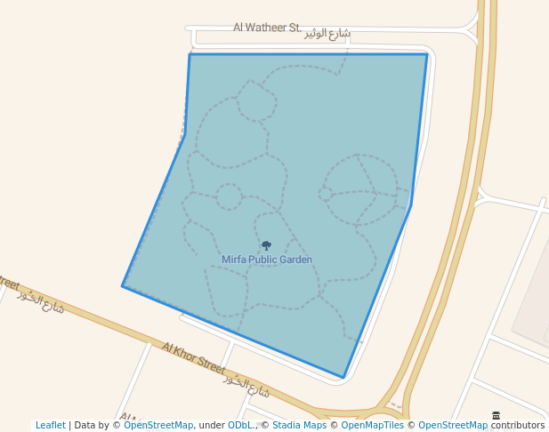 Mirfa Public Garden in أبوظبي | Map and Routes