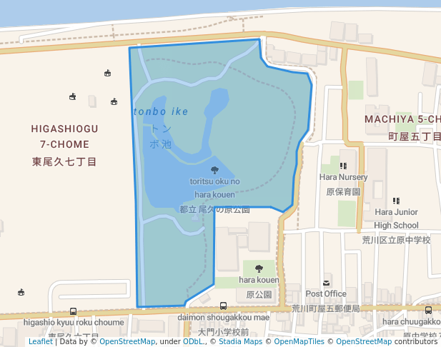 都立 尾久の原公園 in Arakawa City | Map and Routes