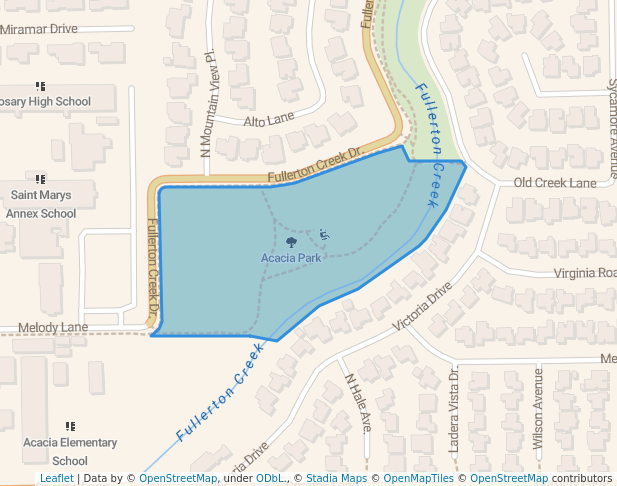 Acacia Park in Fullerton | Map and Routes