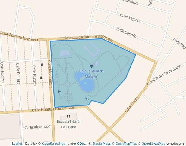 Parque "Alcalde Mojarro" in Almonte | Map and Routes