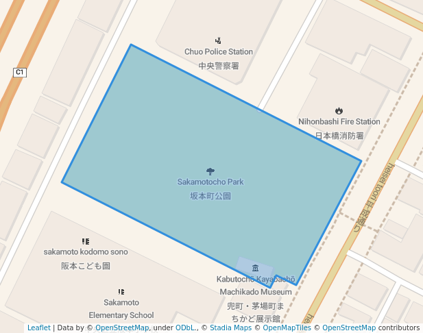 Sakamotocho Park in Chuo City | Map and Routes