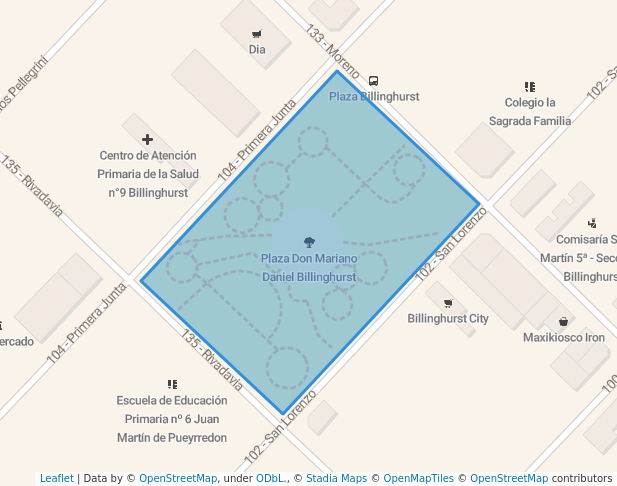 Plaza Don Mariano Daniel Billinghurst in Billinghurst | Map and Routes