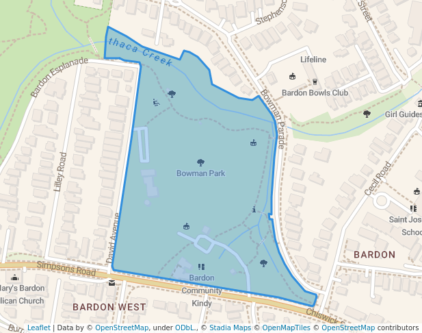 Bowman Park in Bardon | Map and Routes