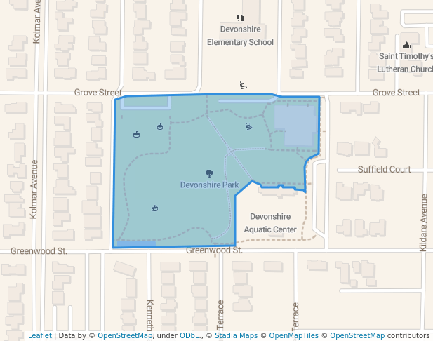 Devonshire Park in Skokie | Map and Routes