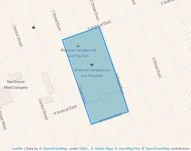 Shawnee Campground and Play Park in Shaunavon | Map and Routes