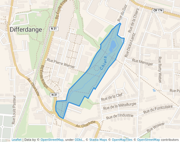 Parc de la Chiers in Differdange | Map and Routes