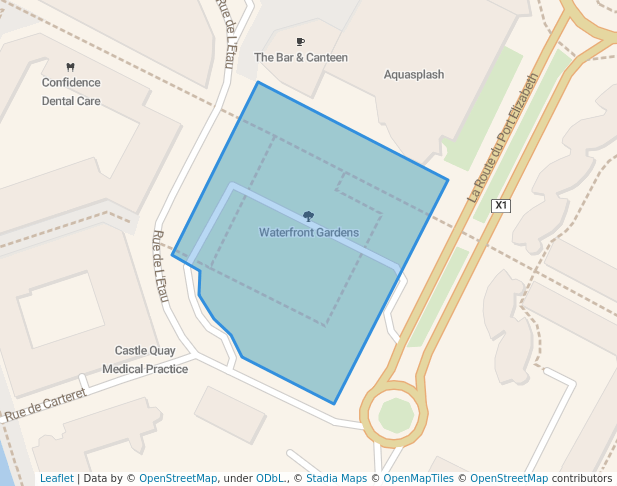 Waterfront Gardens in Saint Helier | Map and Routes