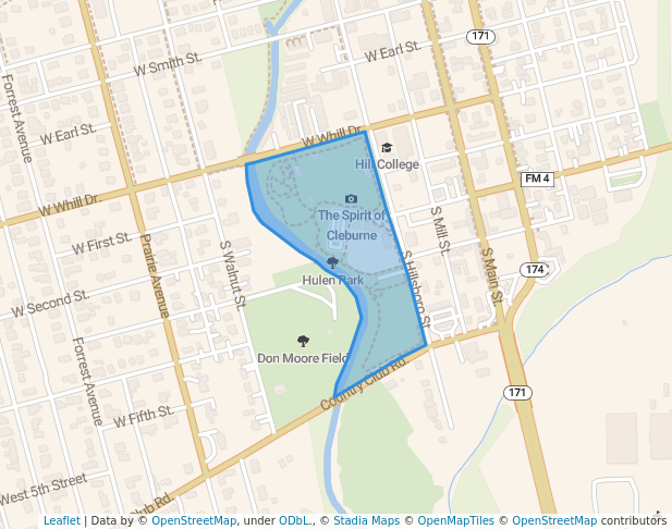 Hulen Park in Cleburne | Map and Routes