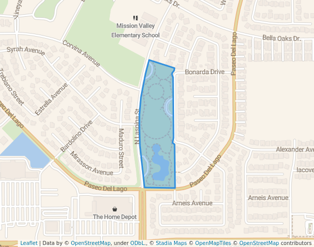 Del Lago Park in Tulare | Map and Routes