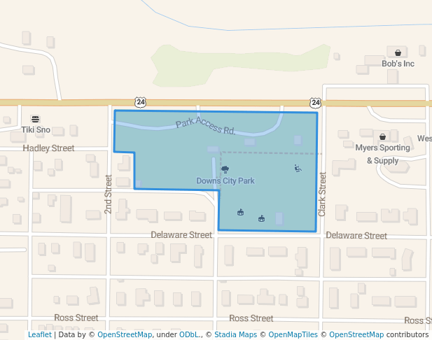 Downs City Park in Downs | Map and Routes