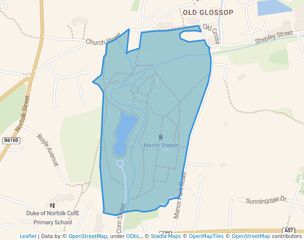 Manor Park in Glossop | Map and Routes