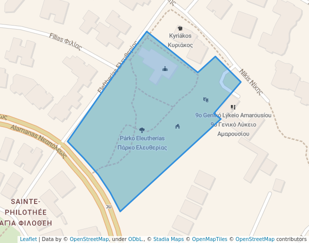 Πάρκο Ελευθερίας in Marousi | Map and Routes