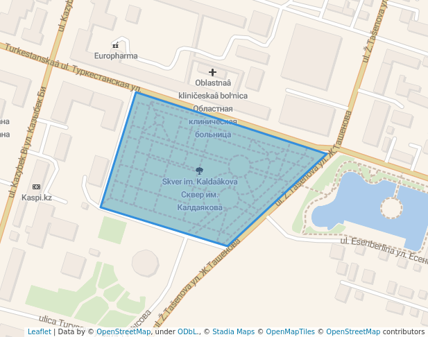 Сквер им. Калдаякова in Shymkent | Map and Routes