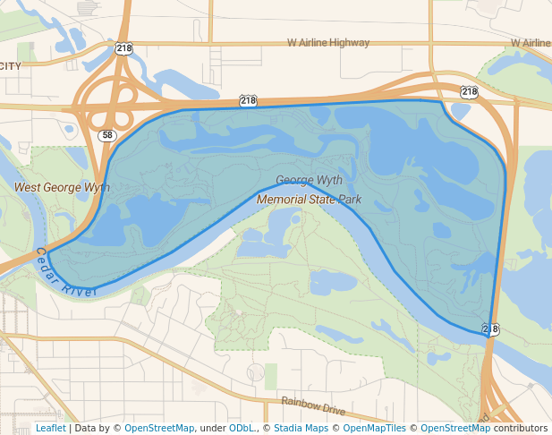 George Wyth Memorial State Park in Waterloo | Map and Routes