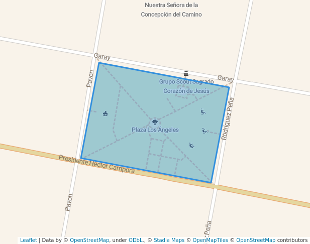 Plaza Los Ángeles in Merlo | Map and Routes