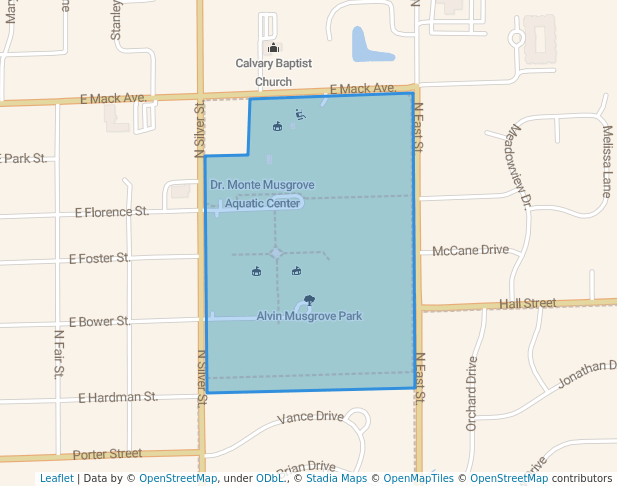 Alvin Musgrove Park in Olney | Map and Routes