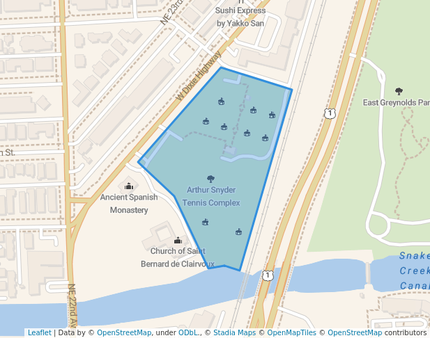 Arthur Snyder Tennis Complex in North Miami Beach | Map and Routes