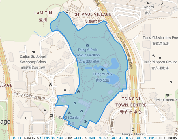 Tsing Yi Park In Hong Kong Map And Routes
