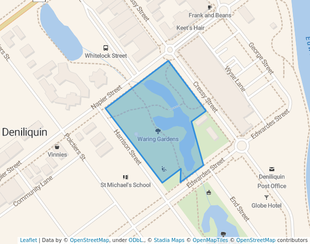 Waring Gardens in Deniliquin | Map and Routes