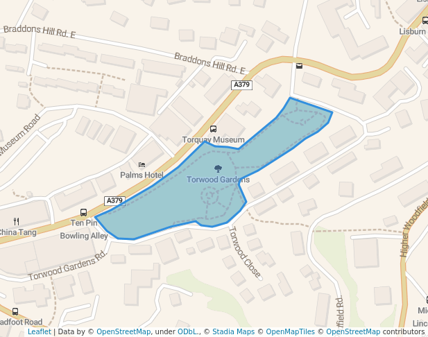 Torwood Gardens in Torquay | Map and Routes