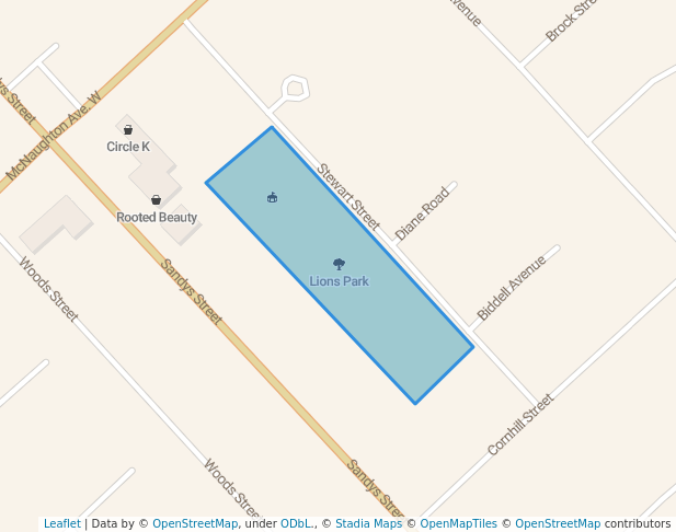 Lions Park in Chatham | Map and Routes