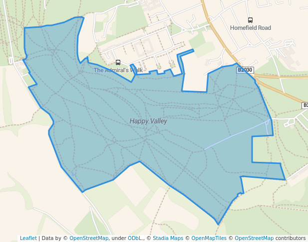 Happy Valley in Coulsdon | Map and Routes