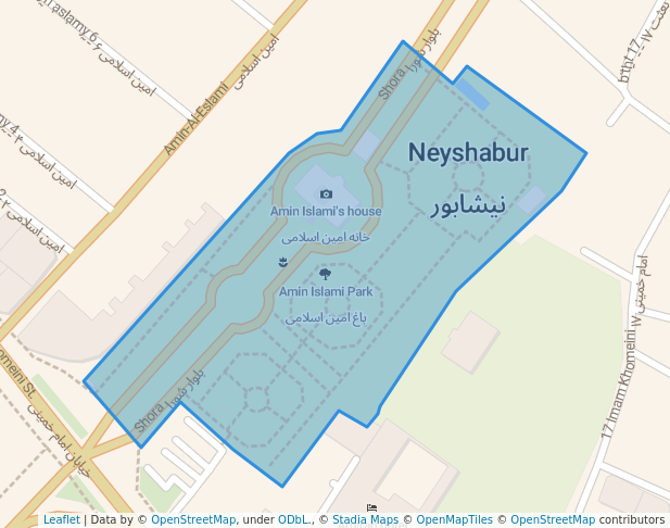 Amin Islami Park in Neyshabur | Map and Routes