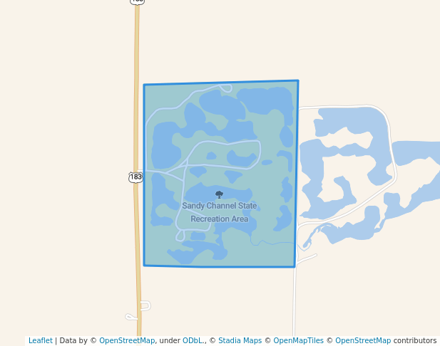 Sandy Channel State Recreation Area in Elm Creek | Map and Routes