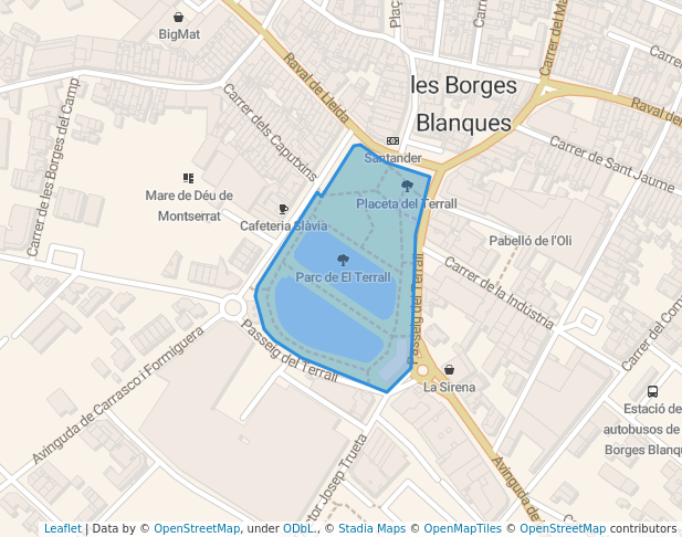 Parc de El Terrall in Les Borges Blanques | Map and Routes