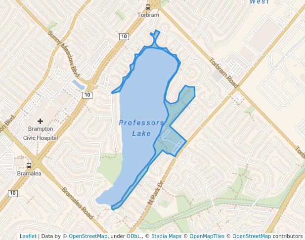 Professor's Lake Park in Brampton | Map and Routes