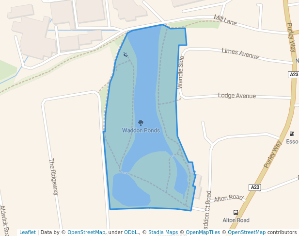 Waddon Ponds in Croydon | Map and Routes